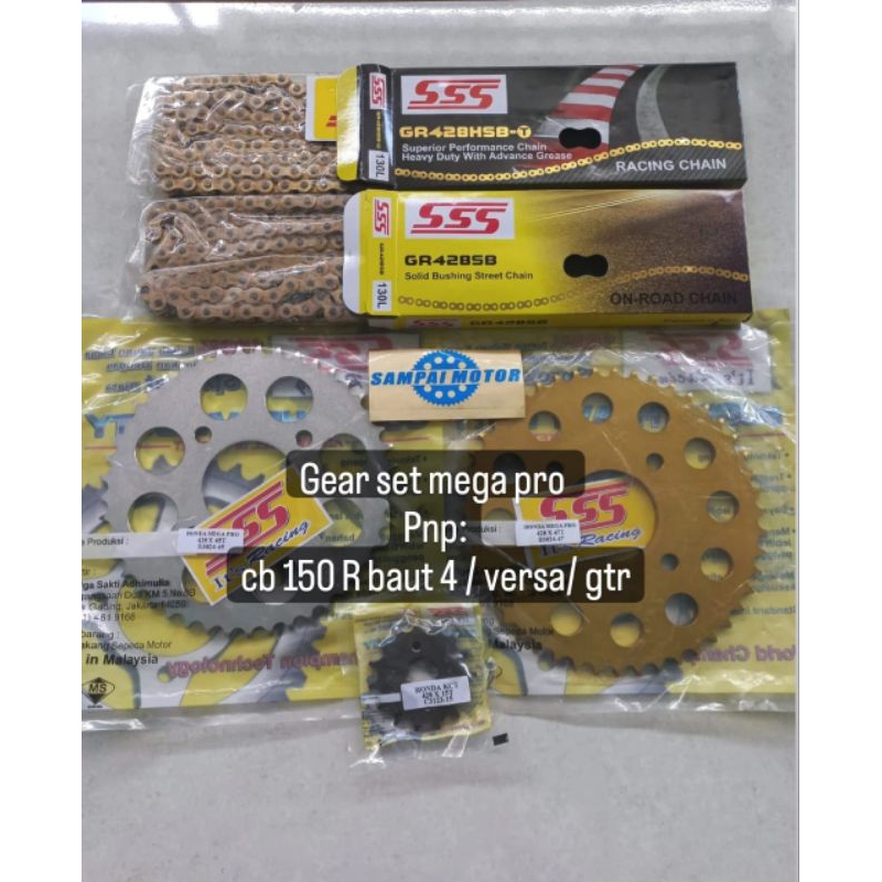 Jual Gear set SSS mega pro pnp CBR 150 R / CB 150 R ( hole 4) versa / gtr | Shopee Indonesia