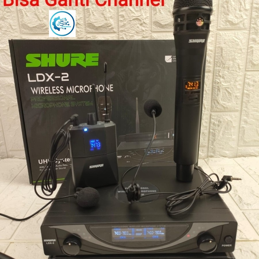 Jual mic wireless shure ldx2 ldx 2 1mic pegang + clip on + headset multi channel | Shopee Indonesia