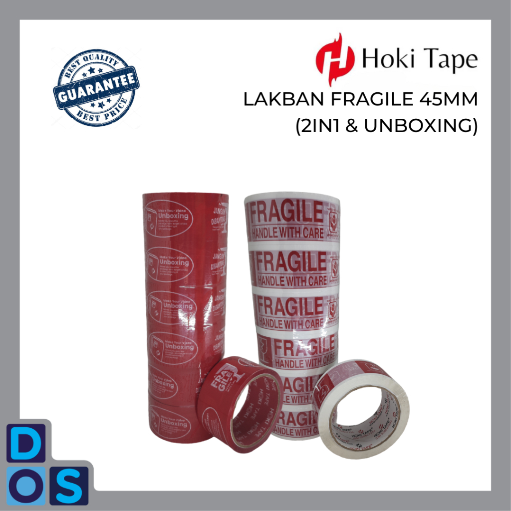 Jual Lakban Fragile HOKI Tape Lakban Unboxing Fragile Lakban Merah ...