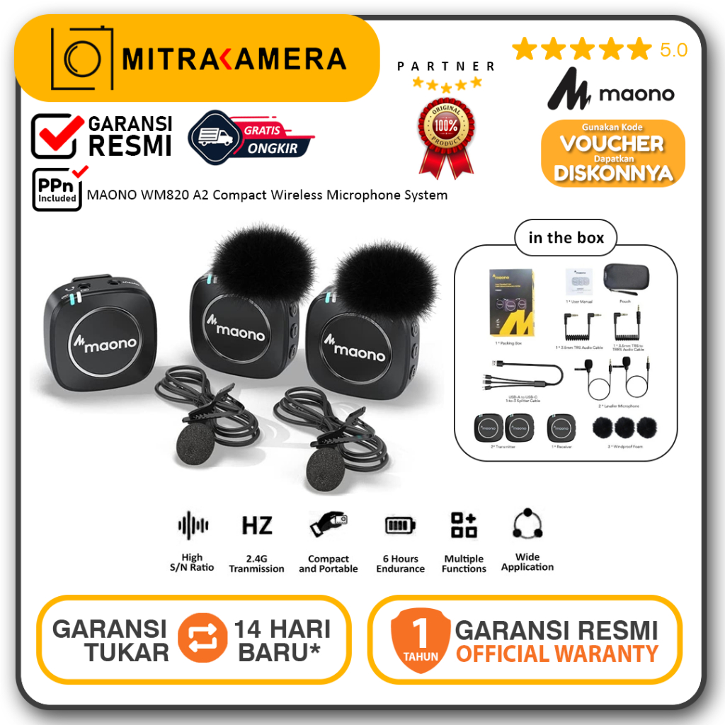 Jual MAONO WM820 A2 Compact Wireless Microphone System | Shopee Indonesia