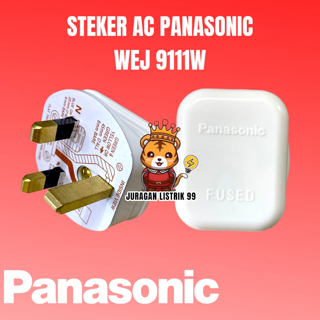 Jual STEKER TIGA KAKI STOP KONTAK AC WEJ 9111W WEJ9111W PANASONIC ...