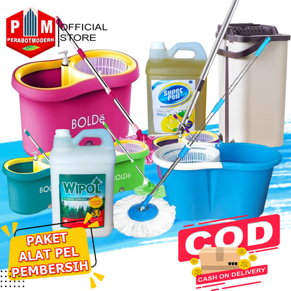 Jual Paket Alat Kebersihan 2in1 Super Mop Bolde Plus Wipol Pembersih ...