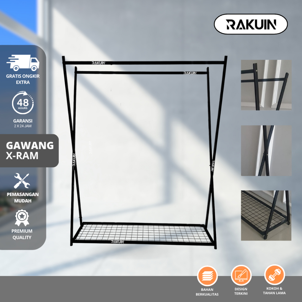 Jual GAWANG " X " + RAM - RAK BAJU BESI 2 ARAH DENGAN WIREMESH ...