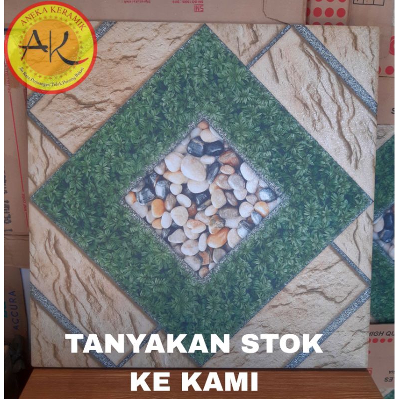 Jual Keramik Lantai Teras Garasi Motif Batu Rumput Dekoratif 40x40 ...