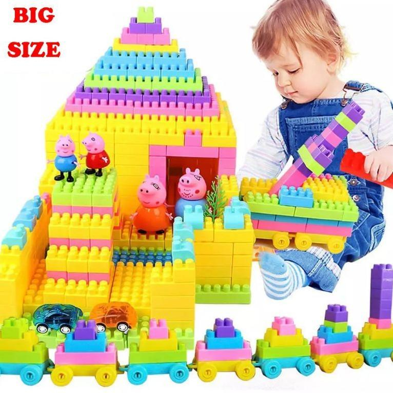 Jual Mainan Block 136Pcs Ukuran Besar Edukasi Building Brick Balok ...