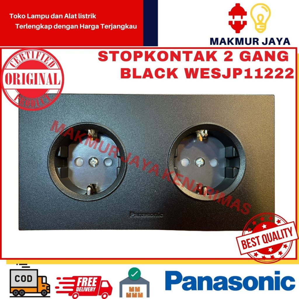 Jual Stopkontak Double Panasonic Hitam CP E-Style WESJP 11222B/ STOP ...