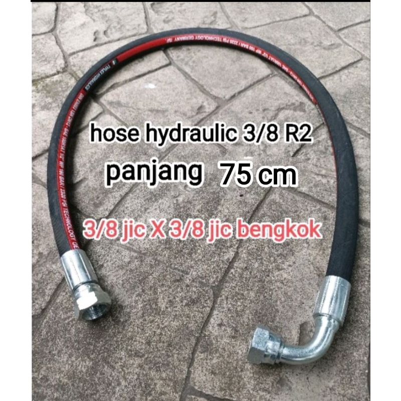 Jual selang hidrolik 3/8 R2 panjang 75 cm 3/8 jic X 3/8 jic bengkok ...