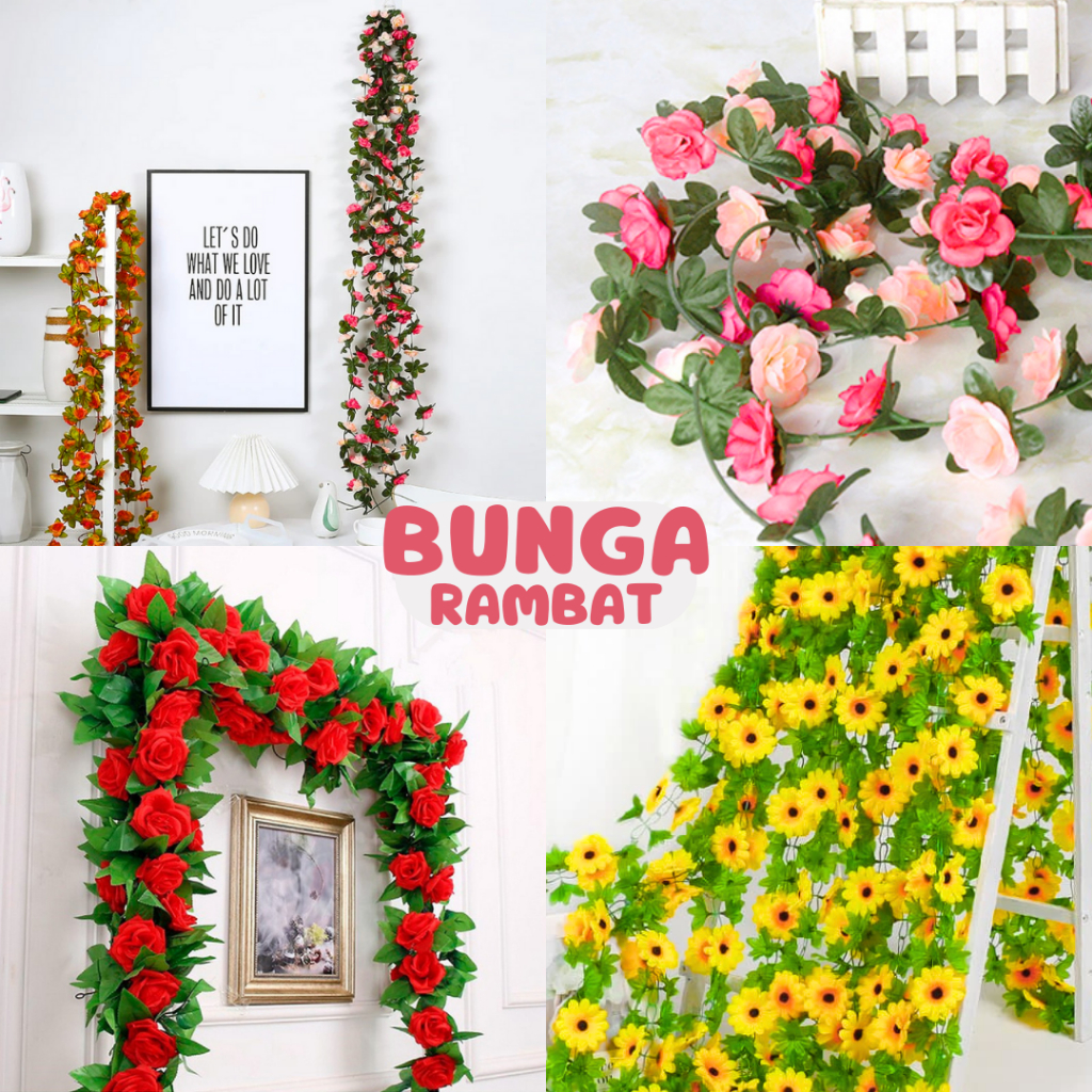 Jual BUNGA RAMBAT Plastik Lengkap Hiasan Dinding Artificial Fake Leaf ...