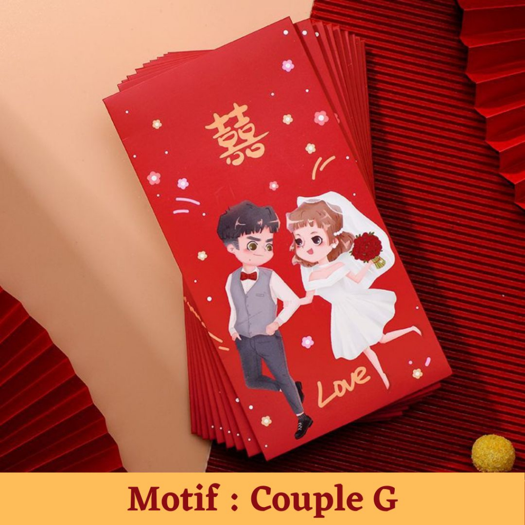 Jual Kantong Amplop Angpao Merah Motif Couple Wedding Design Aesthetic ...
