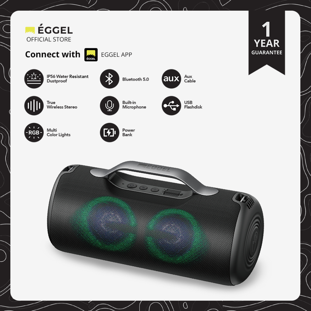 Jual Eggel Elite XL 2S Waterproof Bluetooth Speaker with RGB Light ...