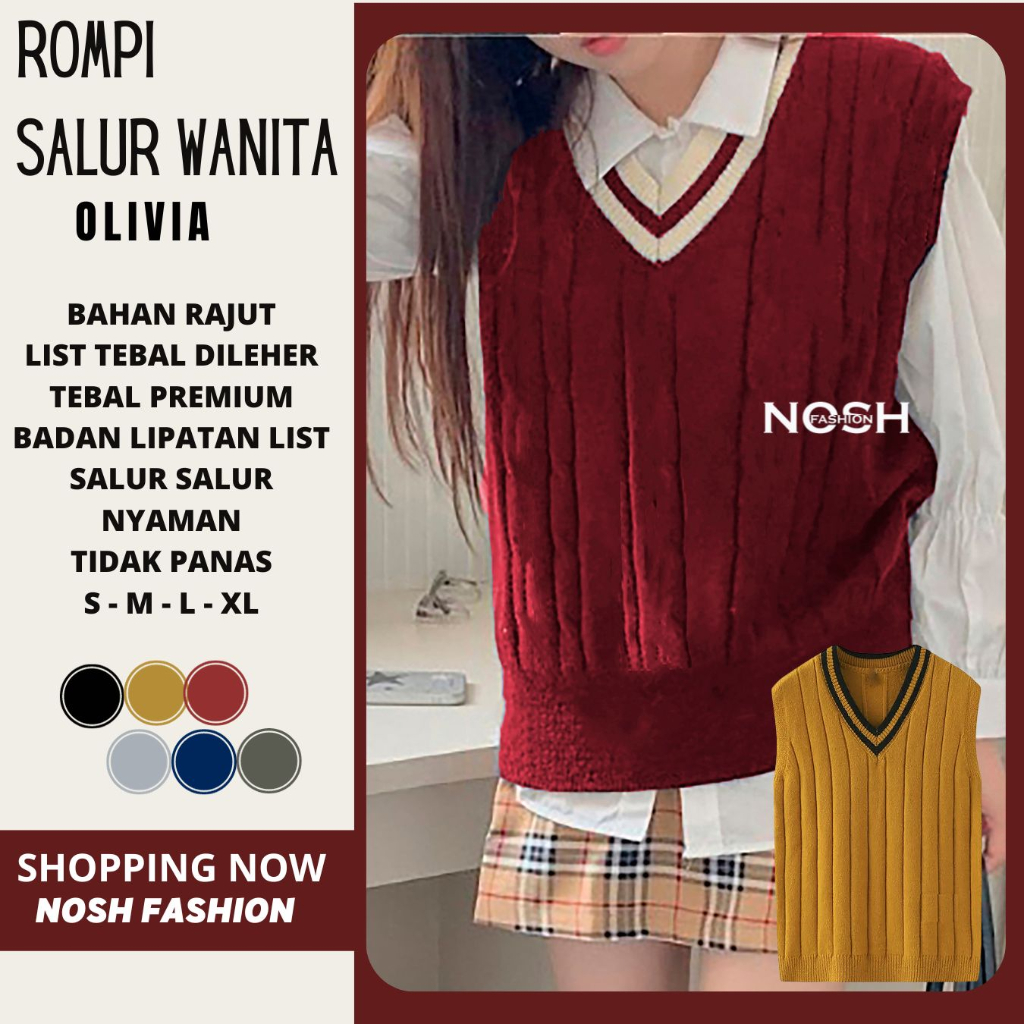 Jual Rompi Rajut Wanita Korea Look V-Neck / Vest Kantor Unisex Salur ...