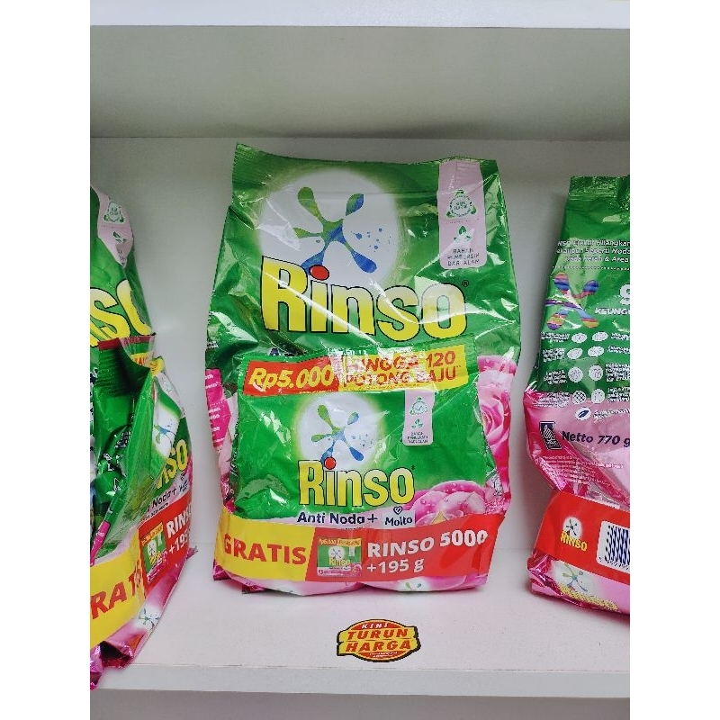 Jual Rinso bubuk 770gr free rinso kemasan 5.000 (195gr) | Shopee Indonesia
