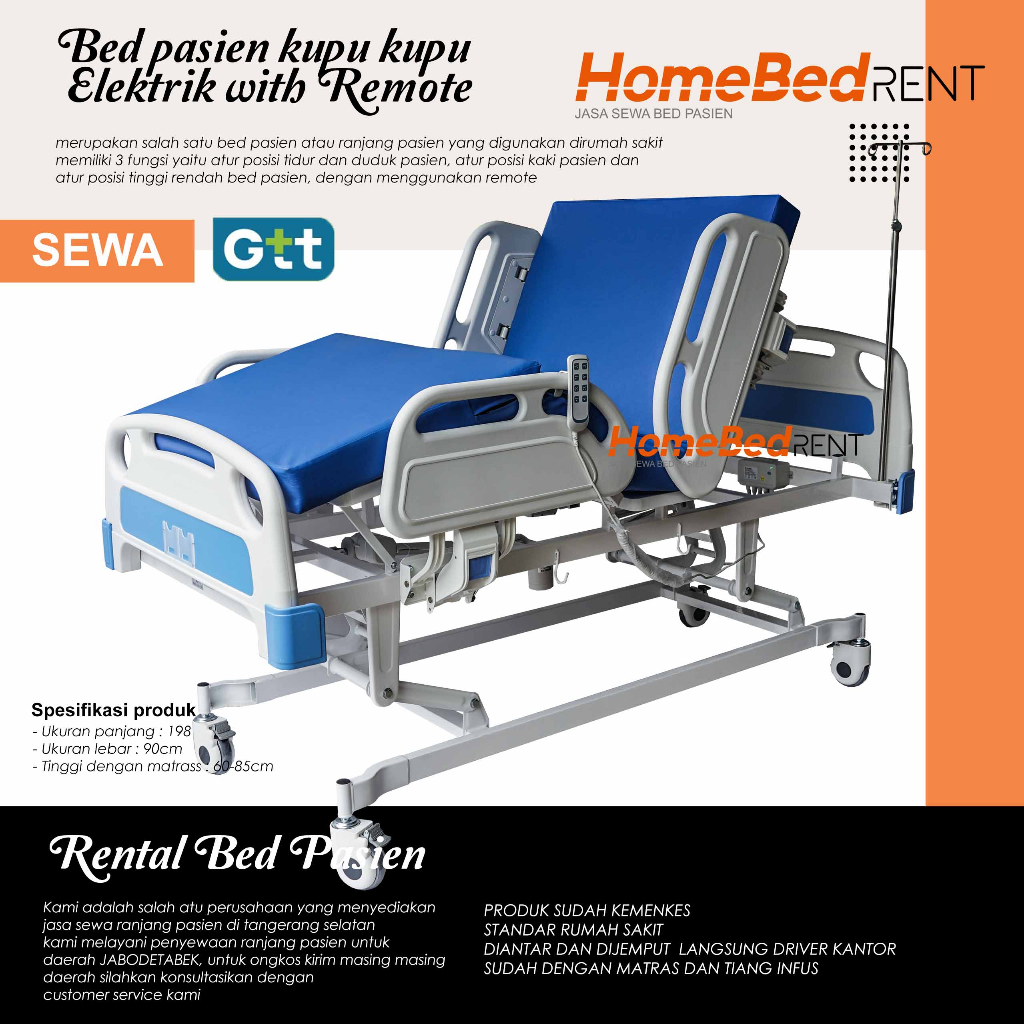 Jual SEWA Bed Pasien Rumah Sakit Elektrik Kupu | Ranjang Electric ...