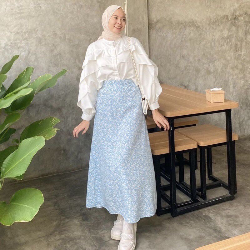 Jual ROK POLKA MOTIF SAKURA - PATERN ROK GAMAR SKIRT - FLORAL SKRIT ...