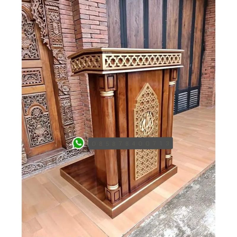 Jual mimbar masjid minimalis mimbar podium jati mimbar khotbah Jum'at ...