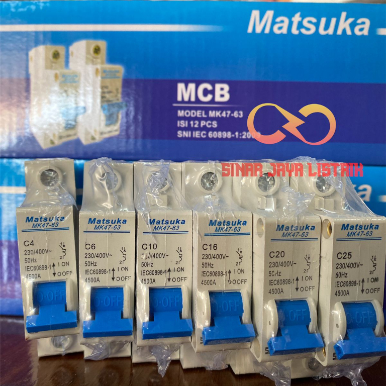 Jual MCB 1Phase MATSUKA 2/4/6/10/16/20/40 Ampere SNI Kualitas Bagus | Shopee Indonesia