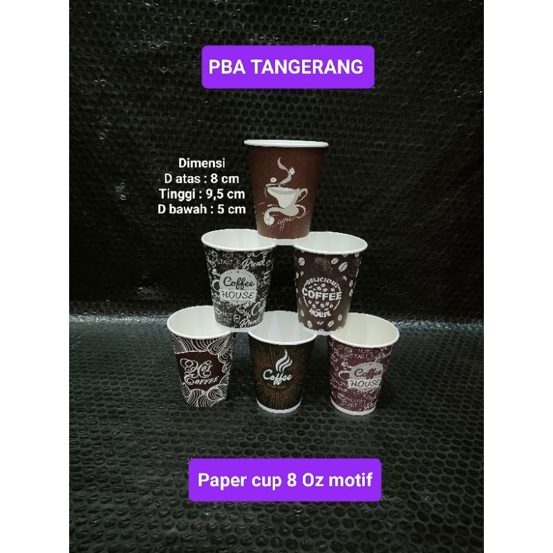 Jual Paper cup 8 oz 50 pcs motif Gelas kertas kopi tahan panas 240ml Murah | Shopee Indonesia