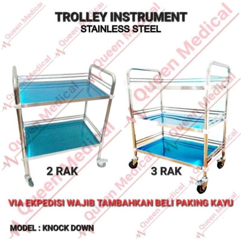 Jual Troli Instrument/Meja Instrument Stainless 2 Susun/3 Susun Model ...