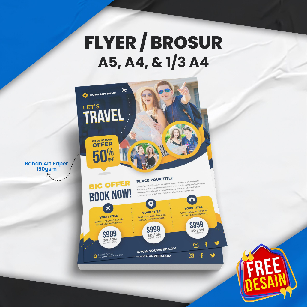 Jual Cetak Brosur / Flyer | A5 | A4 | 1/3 A4 | Art Paper 150gsm ...