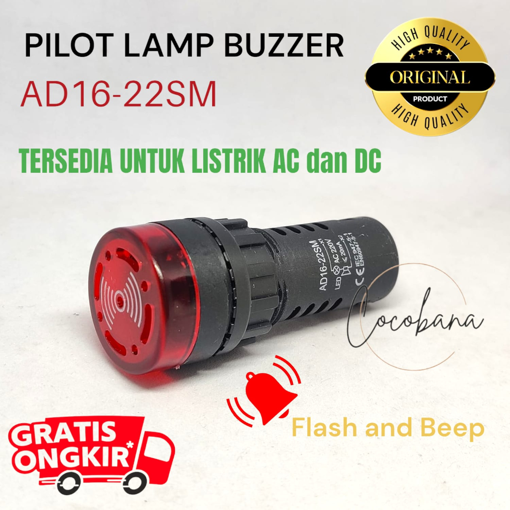 Jual Pilot Lamp Buzzer LED AD16-22SM AC/ACDC 220V | Shopee Indonesia