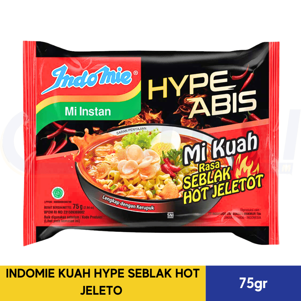 Jual INDOMIE KUAH HYPE SEBLAK HOT JELETO 75gr | Shopee Indonesia