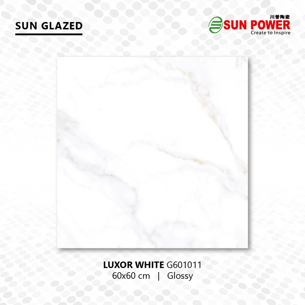 Jual Keramik Lantai Body Putih Glossy - Luxor White 60x60 | Sun Power | Shopee Indonesia