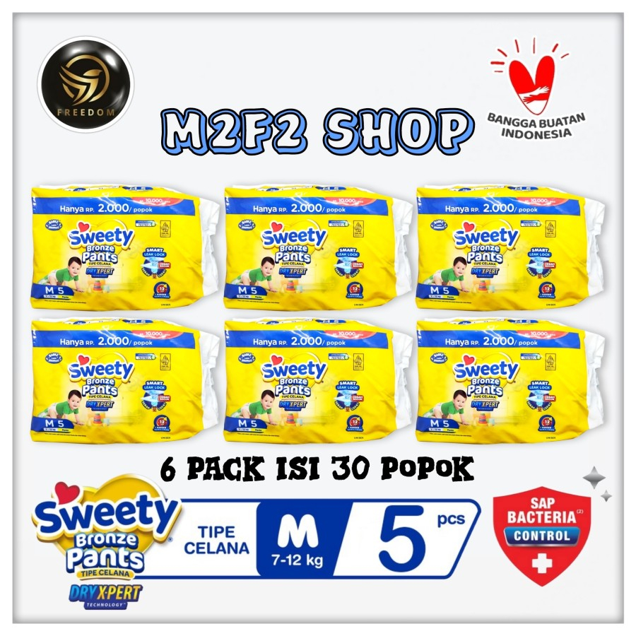 Jual Sweety Bronze Pants Dry X-Pert | Popok Bayi Celana Isi 5 Popok - M Medium (Kemasan 6 Pack ...