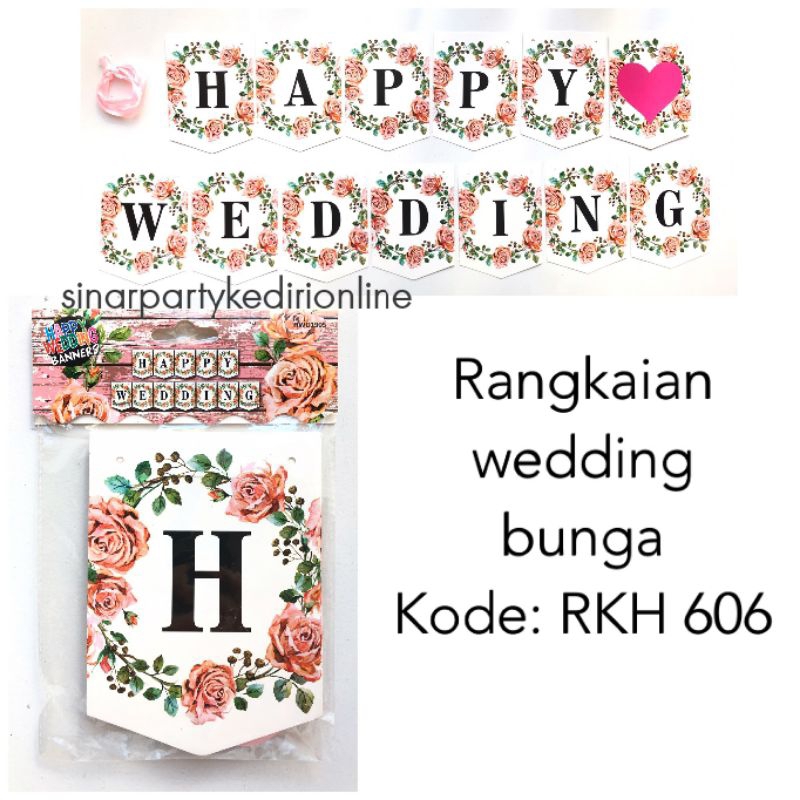 Jual Rangkaian Kertas HAPPY WEDDING Bunga /Bannaer Flag / | Shopee ...