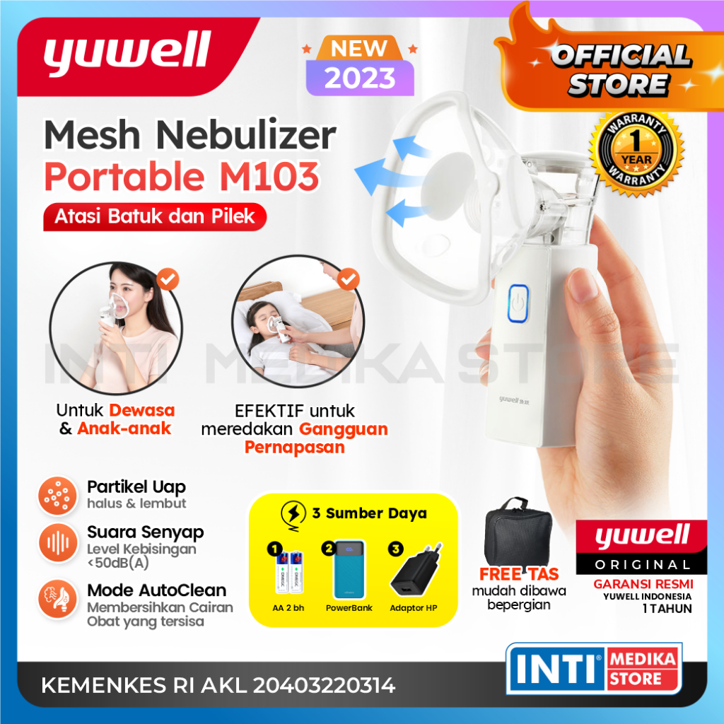 Jual YUWELL - Nebulizer Portable HANDSFREE M104 | Air Compressor ...