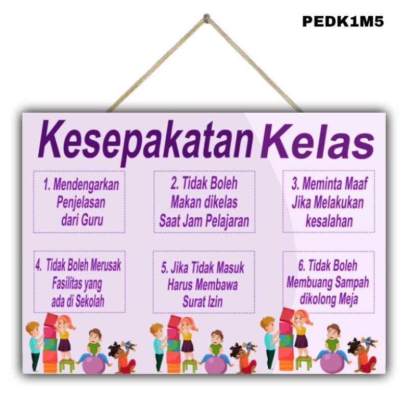 Jual COD Hiasan dinding KESEPAKATAN KELAS gantungan dinding sekolah poster kelas edukasi anak ...