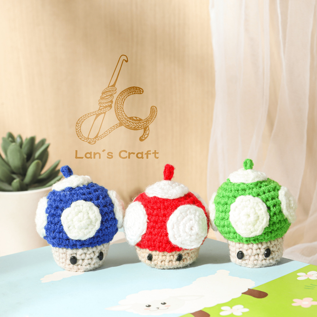 Jual Gantungan Kunci Jamur Mario Bros Rajutan Crochet | Shopee Indonesia