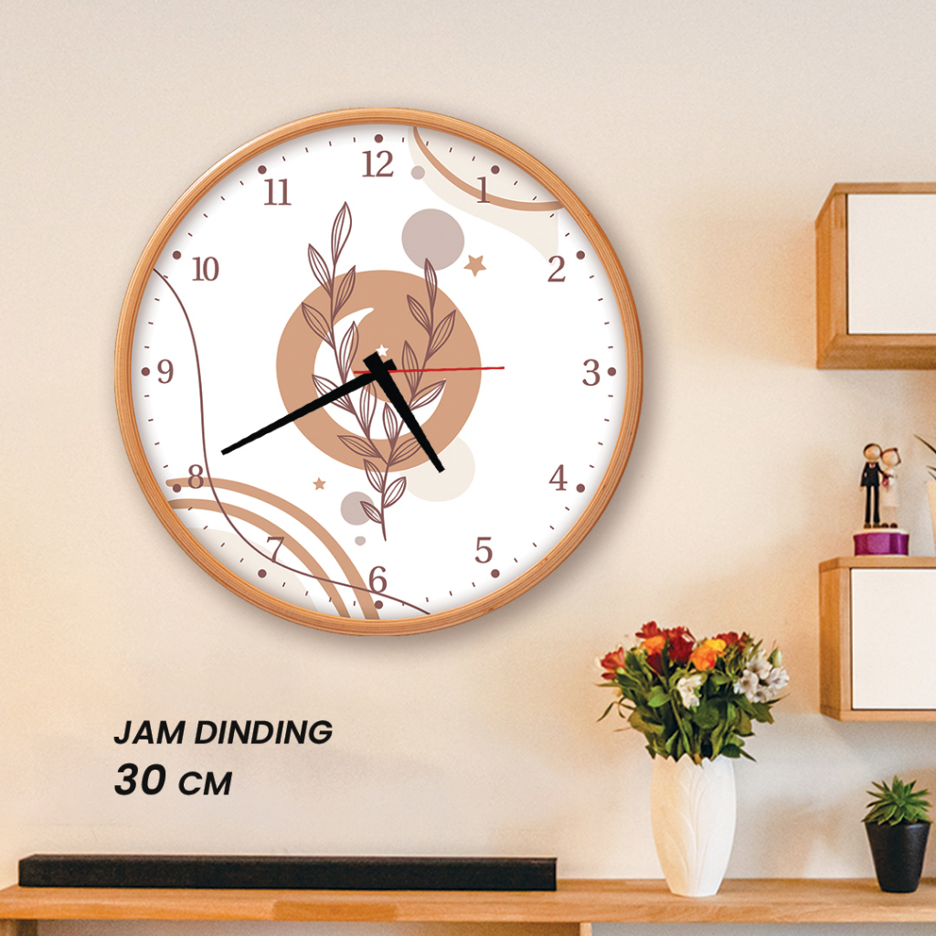 Jual HATA Jam Dinding Aesthetic / Jam Dinding Kayu / Sweep Movement ...