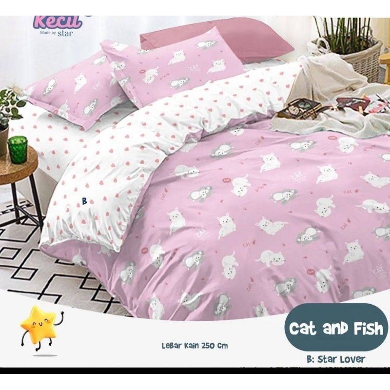 Jual sprei katun star collection motif cat and fish (ajwa) | Shopee ...