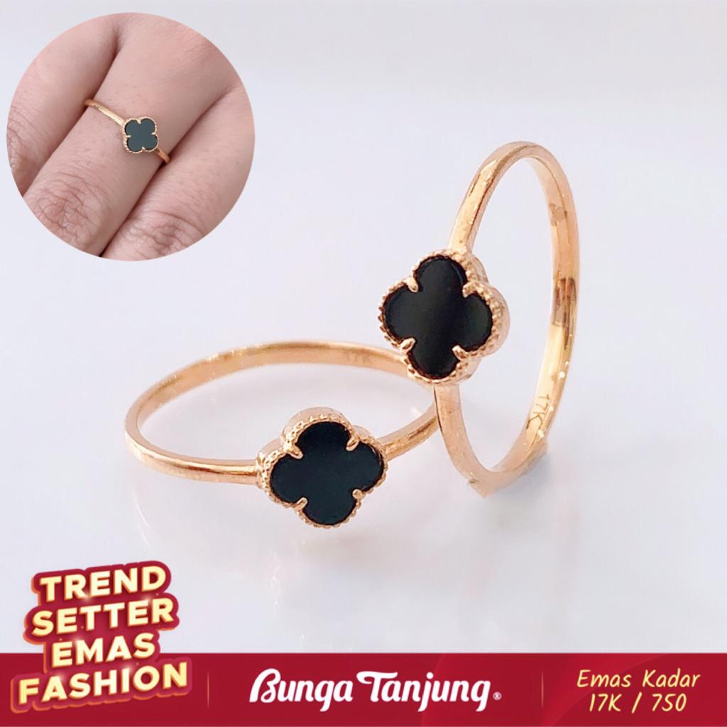 Jual CINCIN FASHION CLOVER - EMAS 17K - BUNGA TANJUNG GOLD | Shopee ...