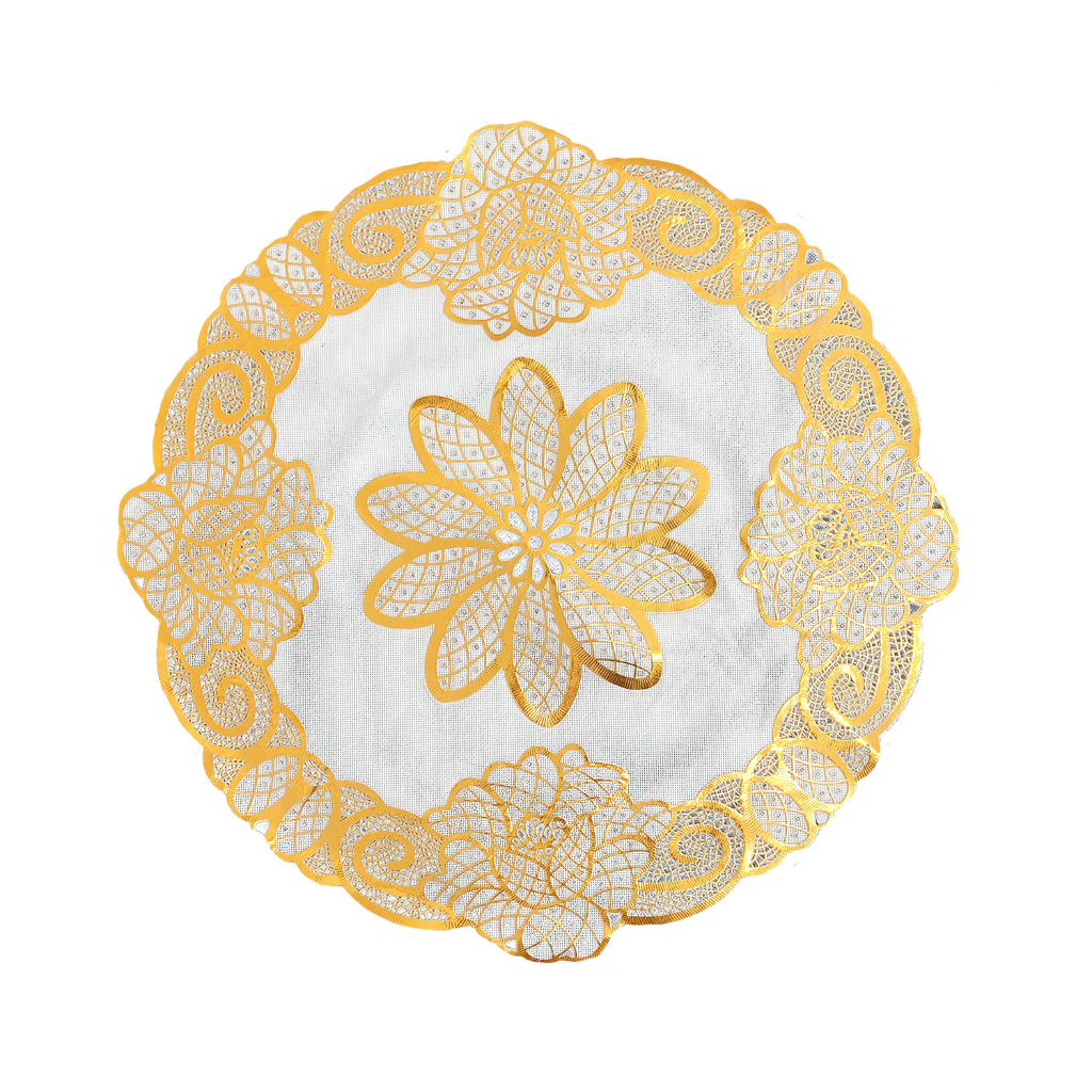 Jual Taplak Meja Bulat Motif Bunga Gold Elegan Alas Meja Anti Air ...