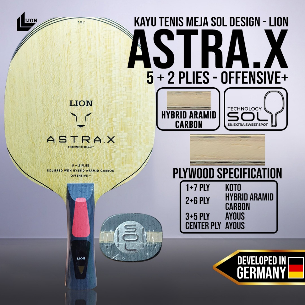 Jual Kayu Bat Tenis Meja Pingpong Lion Astra X Carbon Offensive Plus OFF+ | Shopee Indonesia