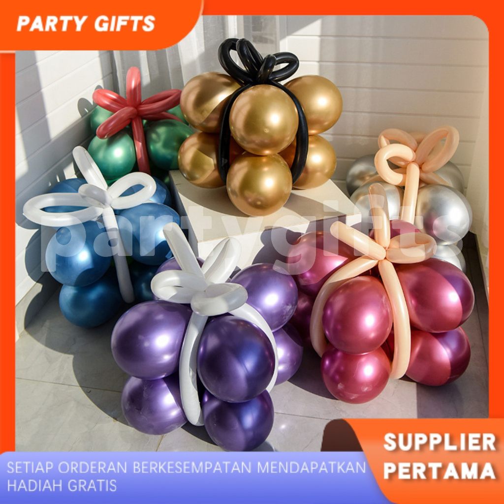 Jual Balon Latex Bentuk Kado Diy Balon Gift Box Warna Warni Doff ...