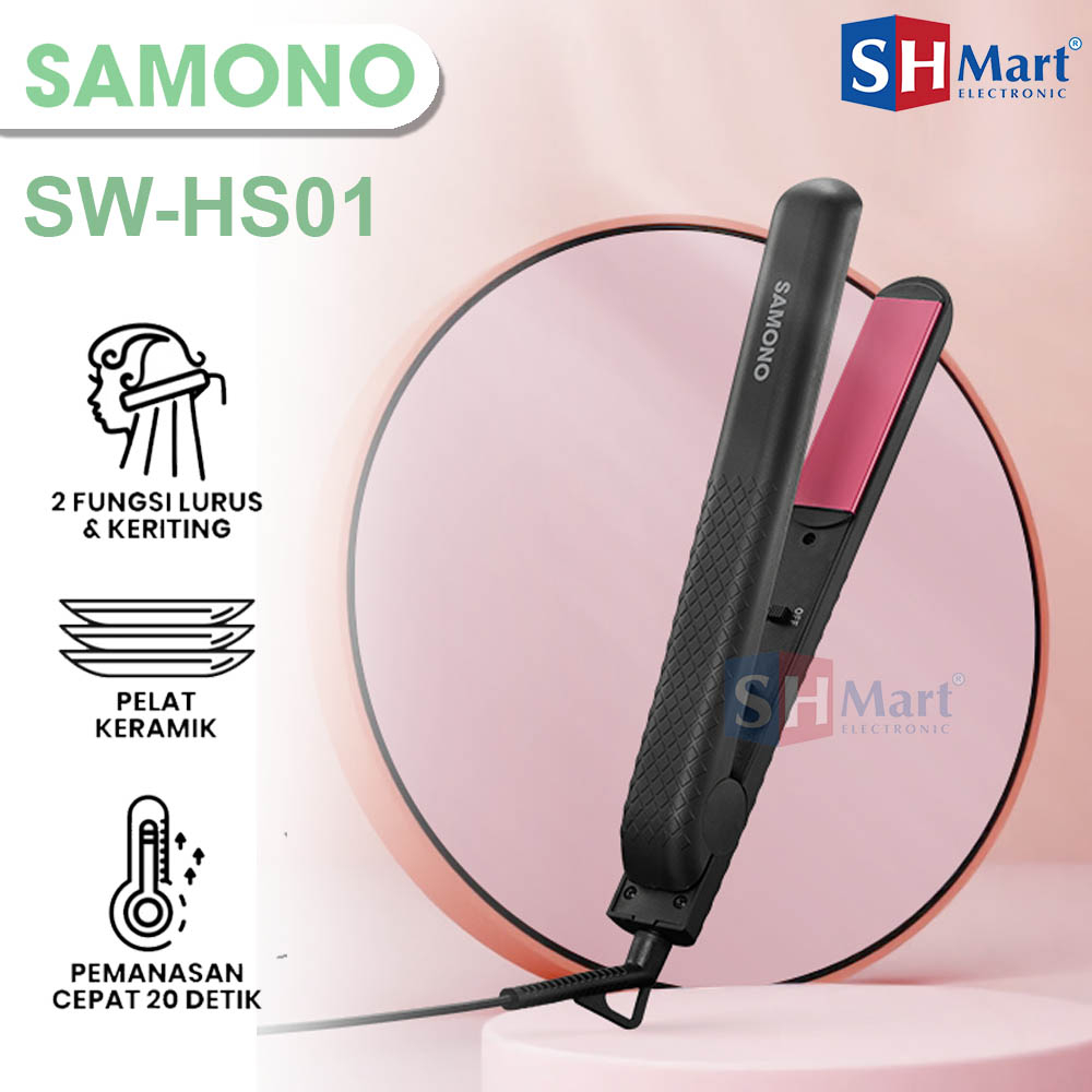 Jual ALAT CATOK RAMBUT LURUS DAN CURLY PLAT KERAMIK SW-HS01 SAMONO 2 IN ...