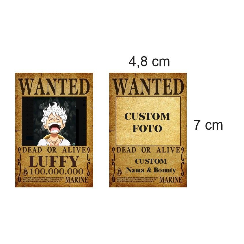 Jual Stiker Vinyl Poster Bounty One Piece Wanted Custom Nama Foto Kecil ...