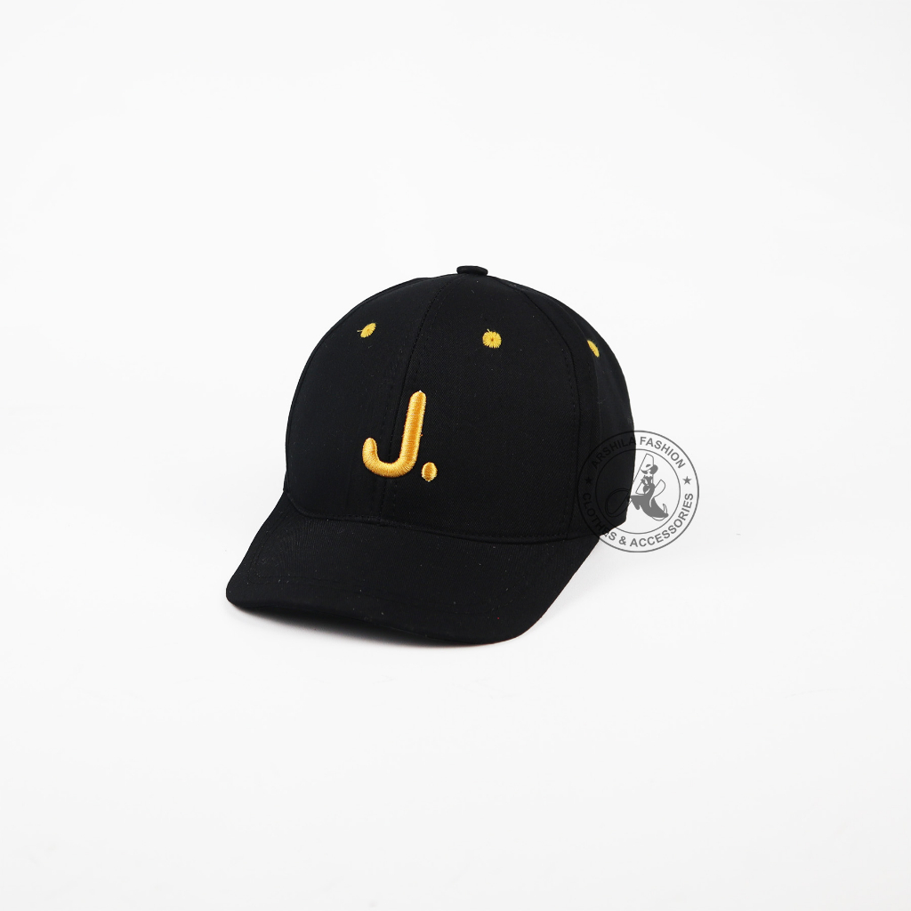 Jual Topi Anak Bordir Inisial A-Z Full Hitam Huruf Alfabeth Usia 3-10 ...
