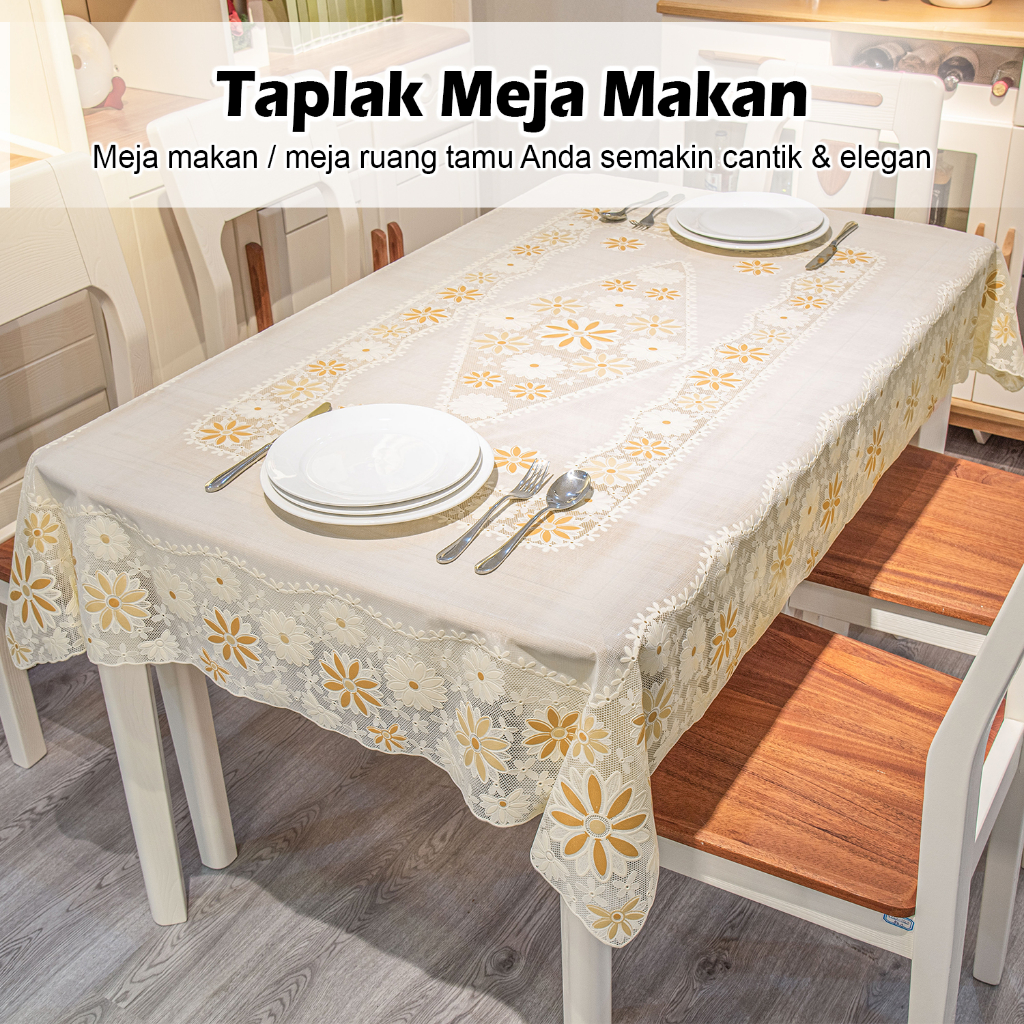 Jual Taplak Meja Makan Persegi Segi Kain Motif Bunga Nuansa Klasik ...