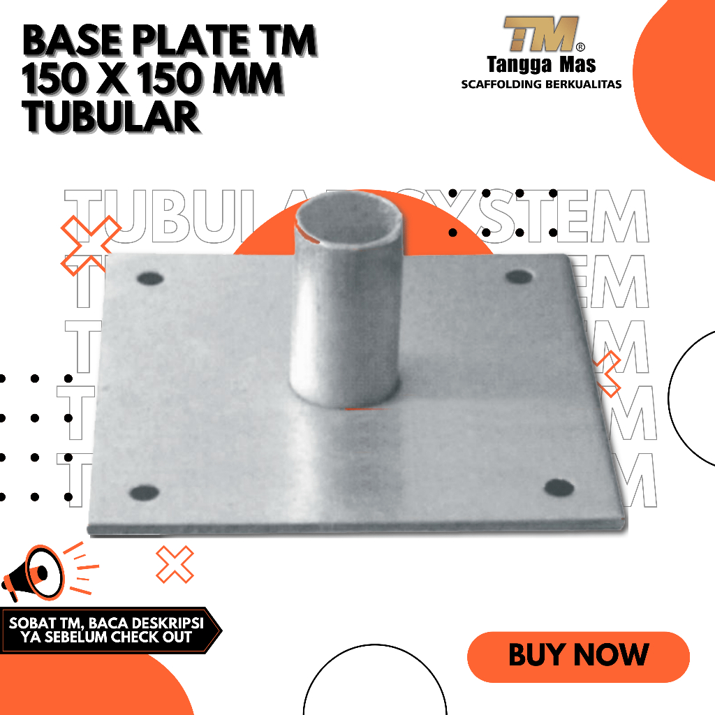 Jual BASE PLATE 150 x 150 MM UNTUK SCAFFOLDING JENIS PIPA / TUBULAR ...