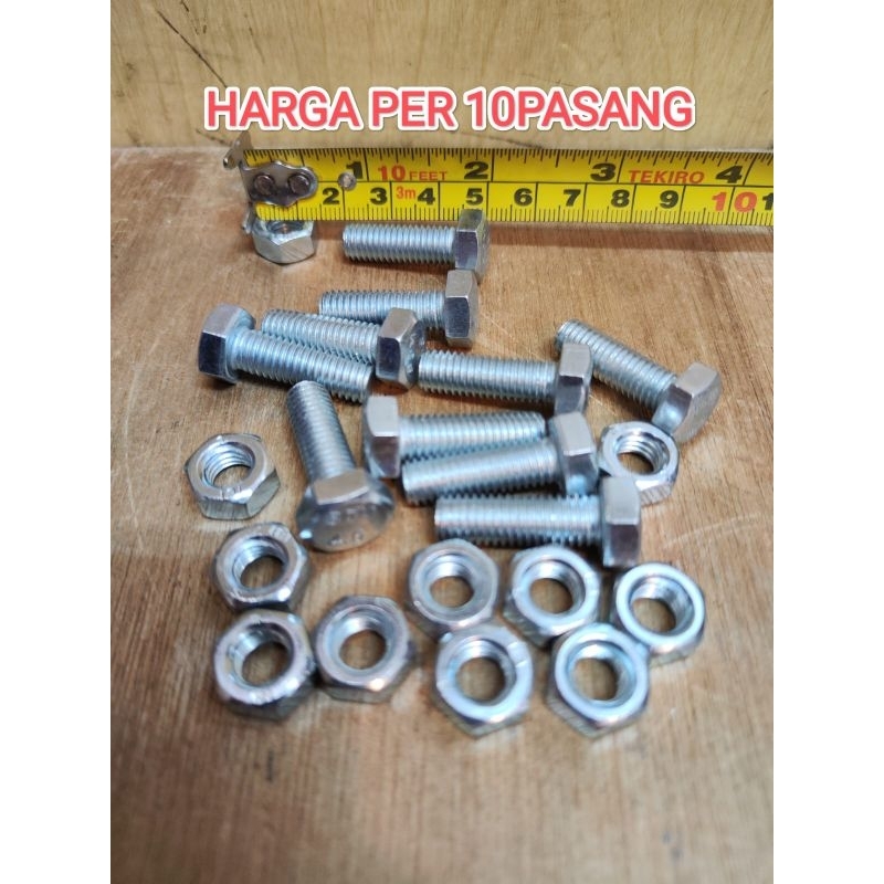 Jual Baut Mur Siku lubang M8x25 Mur Baut siku lubang | Shopee Indonesia