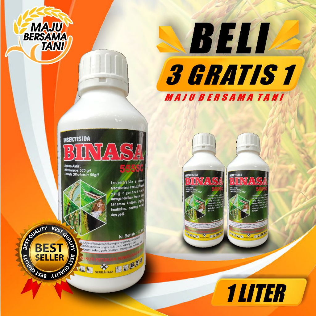 Jual BINASA 555SC 1 LITER B.A Bahan aktif Klorpiripos 500 g/lLamda ...