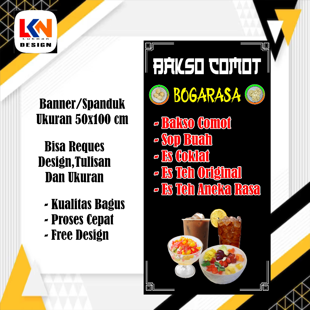 Jual spanduk banner bakso comot dan aneka minuman uk, 50x100cm | Shopee ...