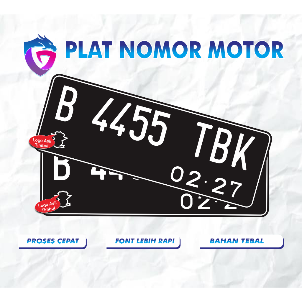 Jual PLAT NOMOR MOTOR BAUT TANAM PUTIH / HITAM ASLI ADA LOGO PLAT BAUT ...