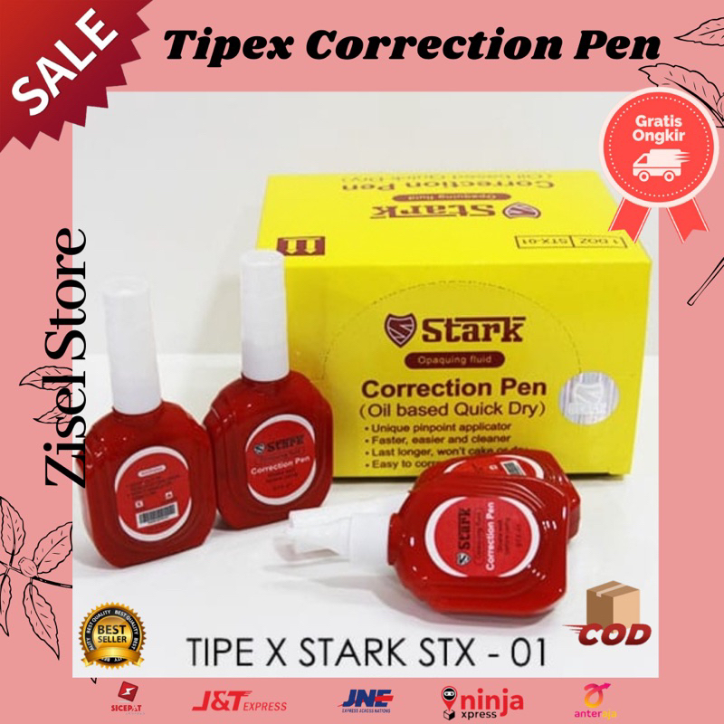 Jual TIPE X STARK Correction Pen / Tipe X / Tipe Ex / Tip Ex Merah Cair ...