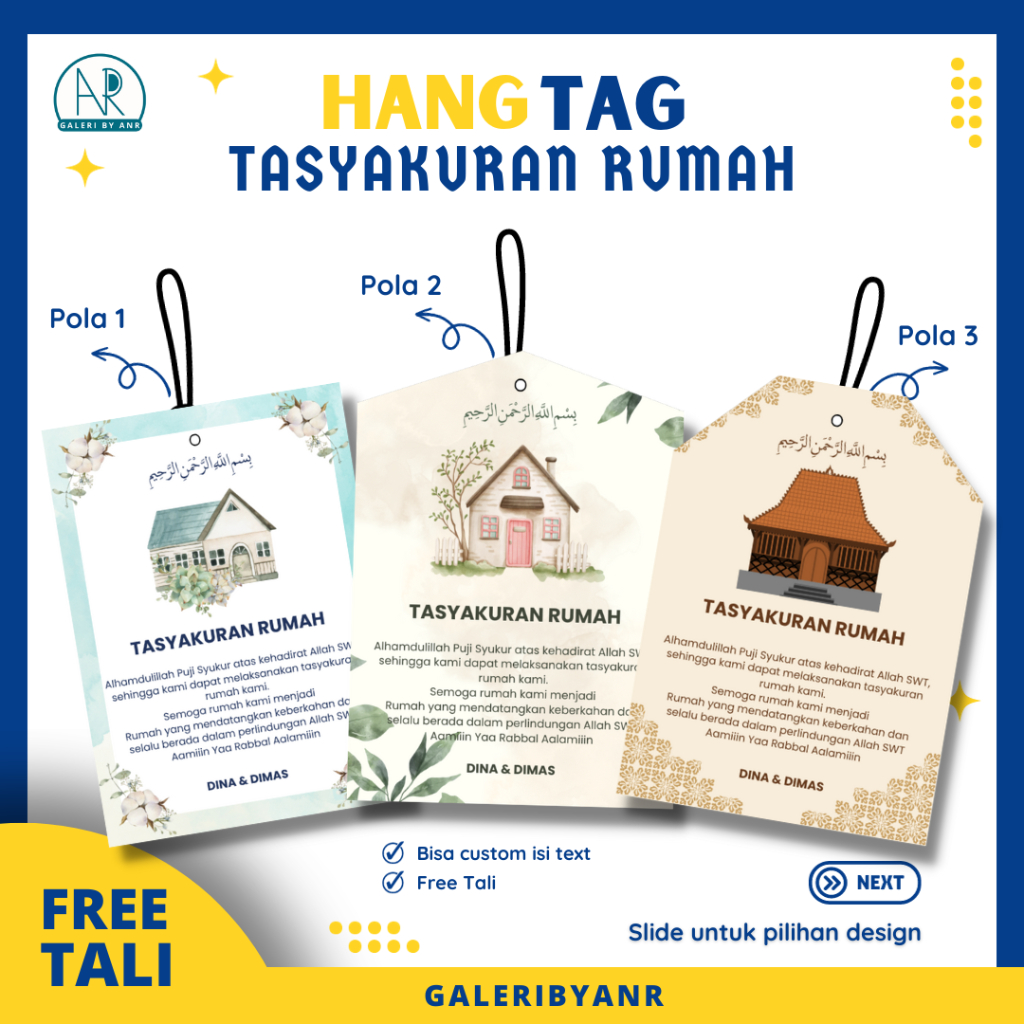 Jual D21 Hangtag tasyakuran rumah custom | Kartu ucapan selametan rumah ...