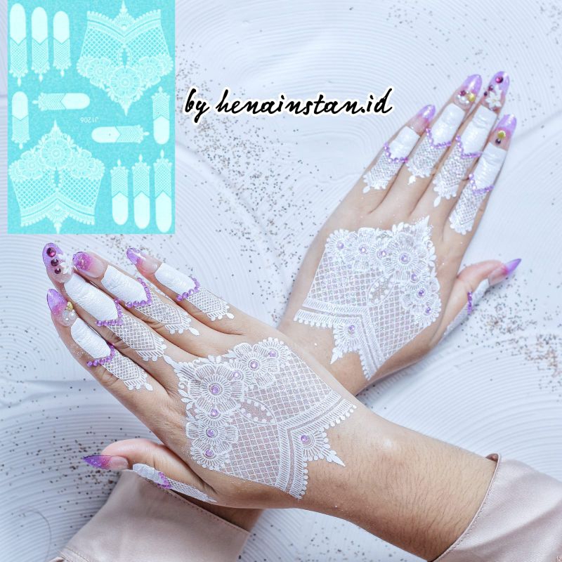 Jual HENNA PENGANTIN TEMPEL / HENA INSTAN LANGSUNG TEMPEL FRE MANIK LEM GLITER | Shopee Indonesia