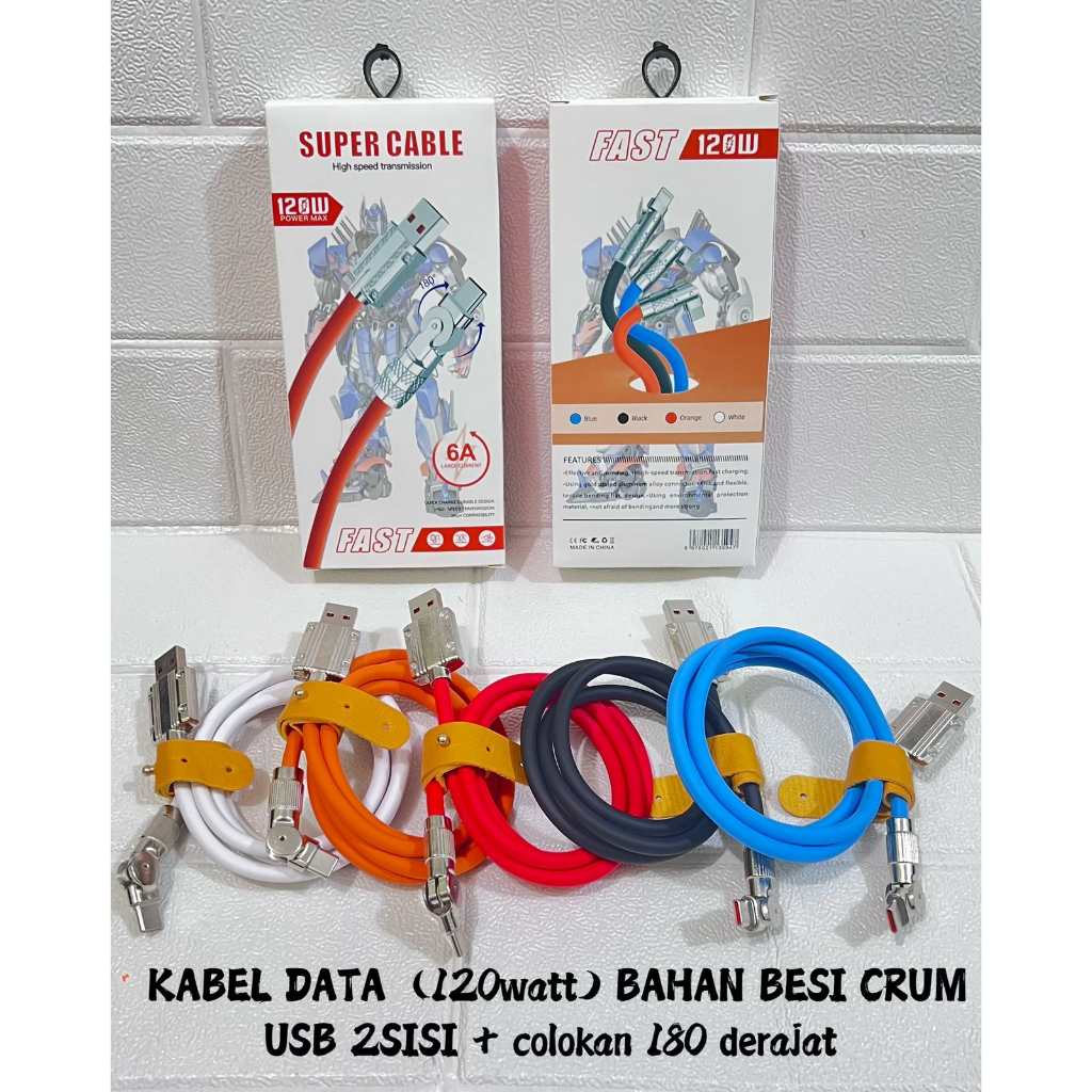Jual KABEL DATA 120W (bahan metal besi) + USB 2 Sisi + Colokan Lampu ...